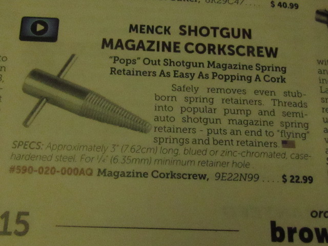 Tom Menck Brownells Magazine Spring Retainer Tool - "Magazine Corkscrew ...