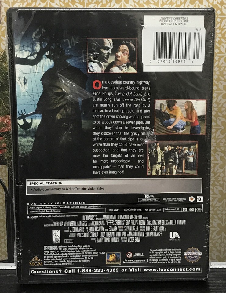 💥 Jeepers Creepers DVD Exclusive Dual Layer Format Edition🆕👌‼️Ripped ...