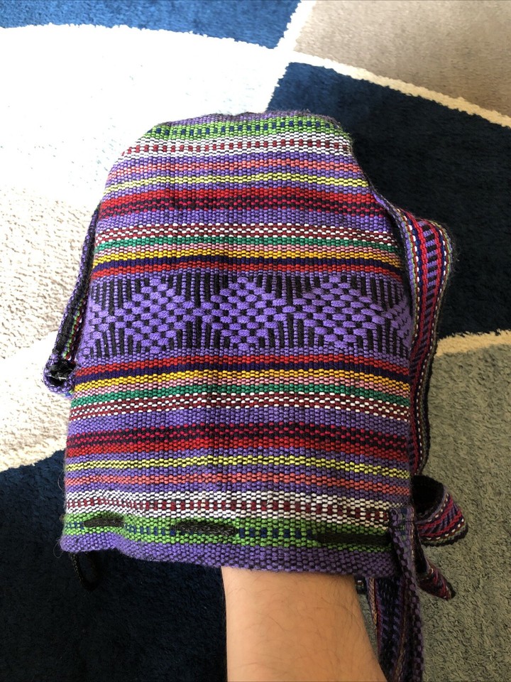 Artesanias Mr. Pinzon Mexico Woven Drawstring Boho Hippie Bag Rasta ...