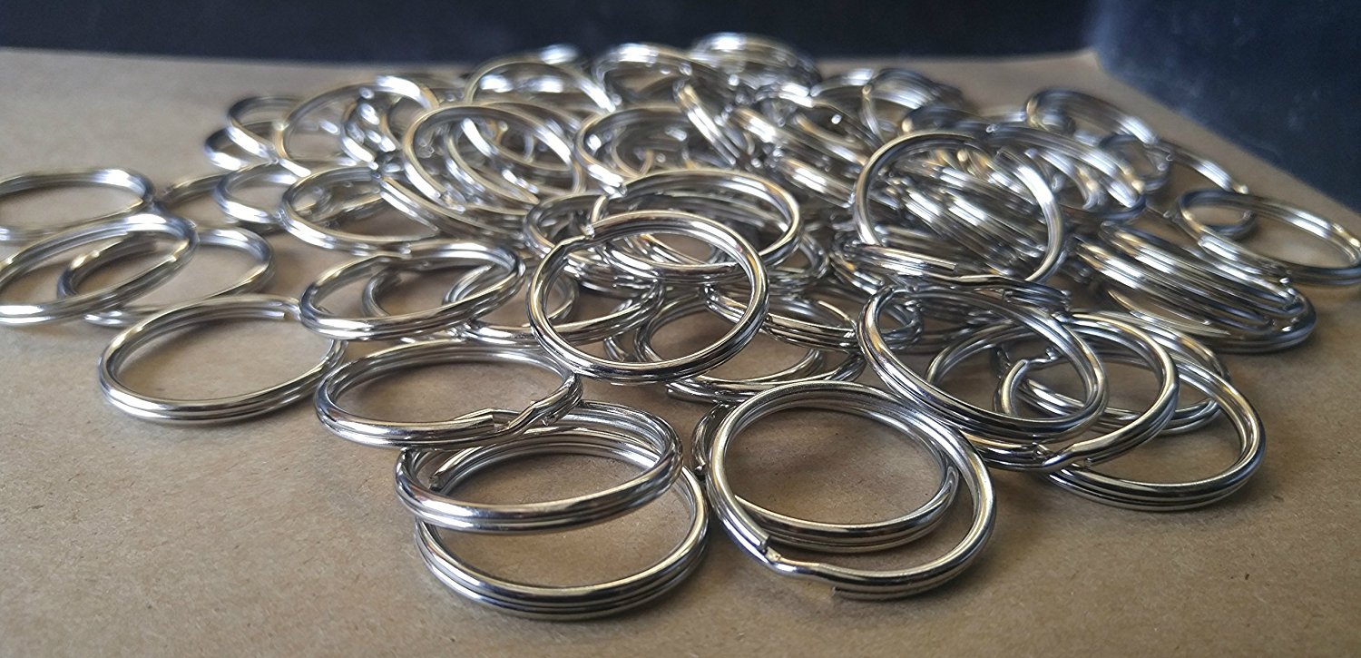 100 Pack - EXTRA LARGE Key Rings - 1 1/4" Heat Treated & Lead Free ...