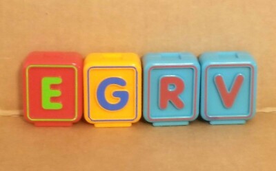 4 VTECH Alphabet Train Replacement Double Sided Picture Blocks E, G, R ...