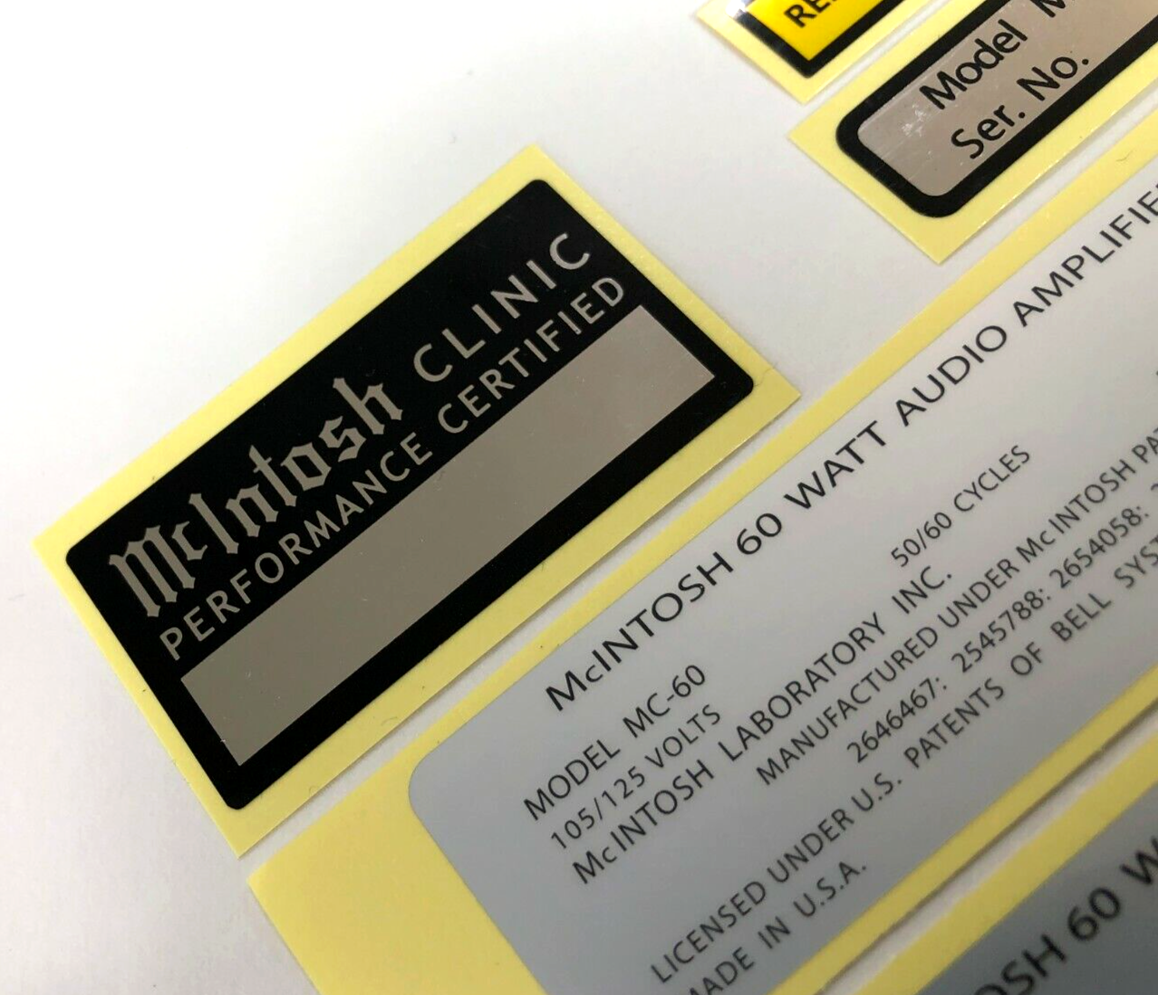 For McINTOSH MC60 AMPLIFIER SIDE DECAL LABEL TYPE-A - NO SERIAL NUMBER ...