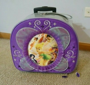 DISNEY FAIRIES TINKERBELL & FRIENDS ROLLING SUITCASE / LUGGAGE PURPLE ...