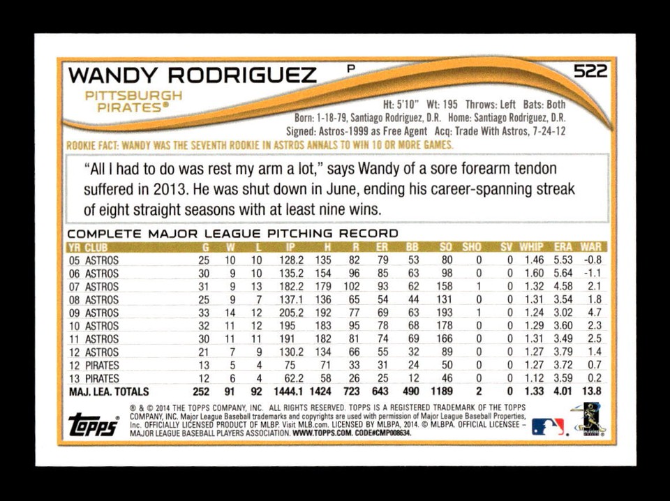 2014 Topps Wandy Rodriguez #522 | eBay
