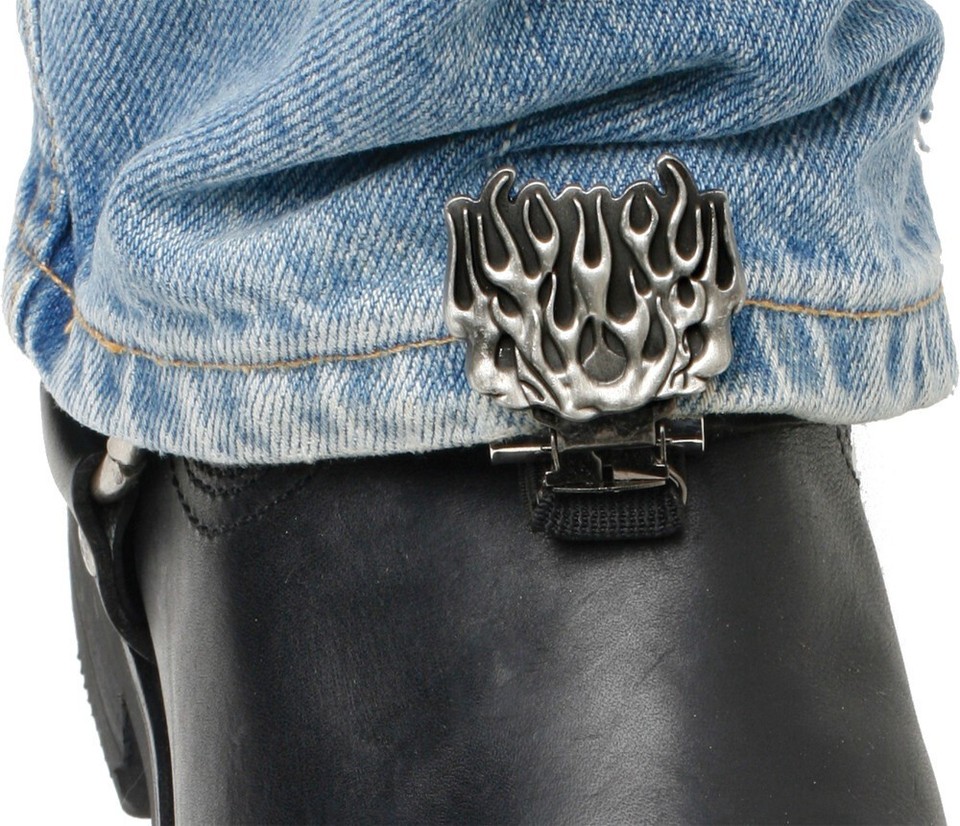 Hot Leathers Ryder Front Stirrups Boot Clips Flames | eBay