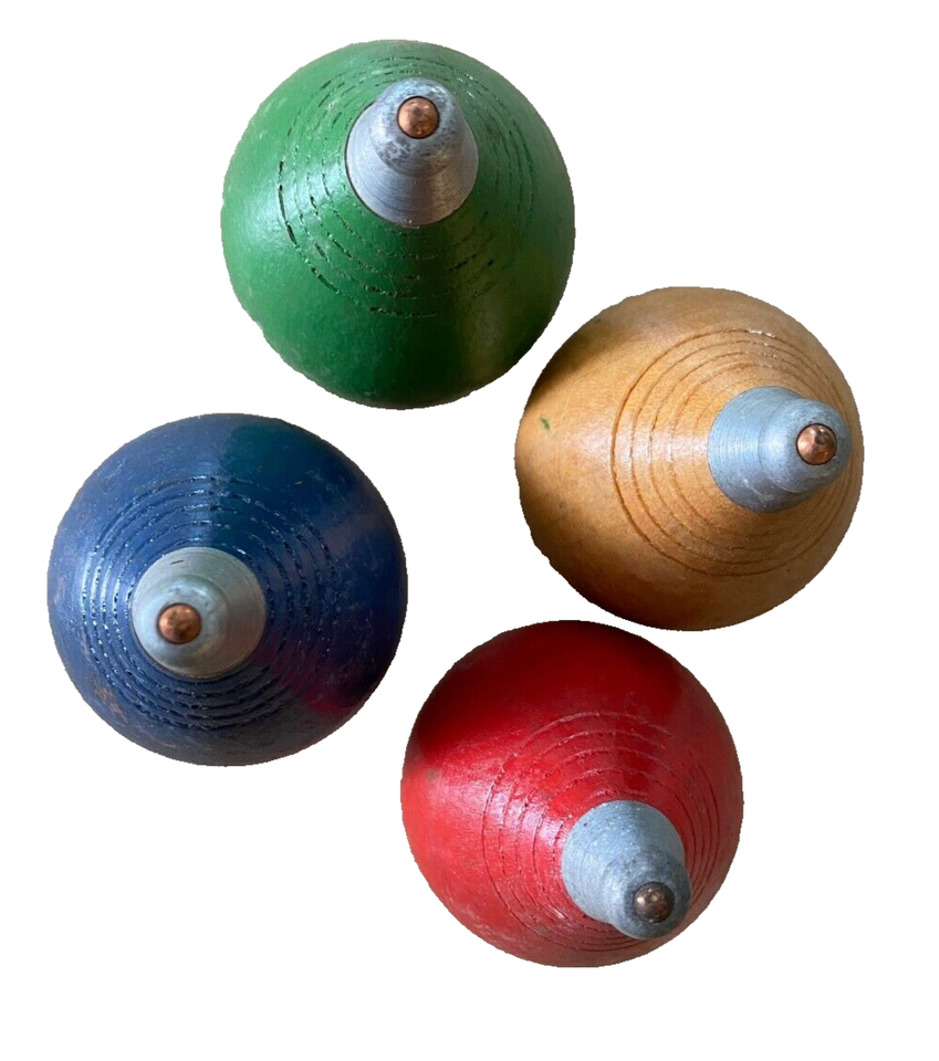 4 Wooden Toy Spinning Tops Circa 1950 Luck, Wisconsin. New Old Stock ...