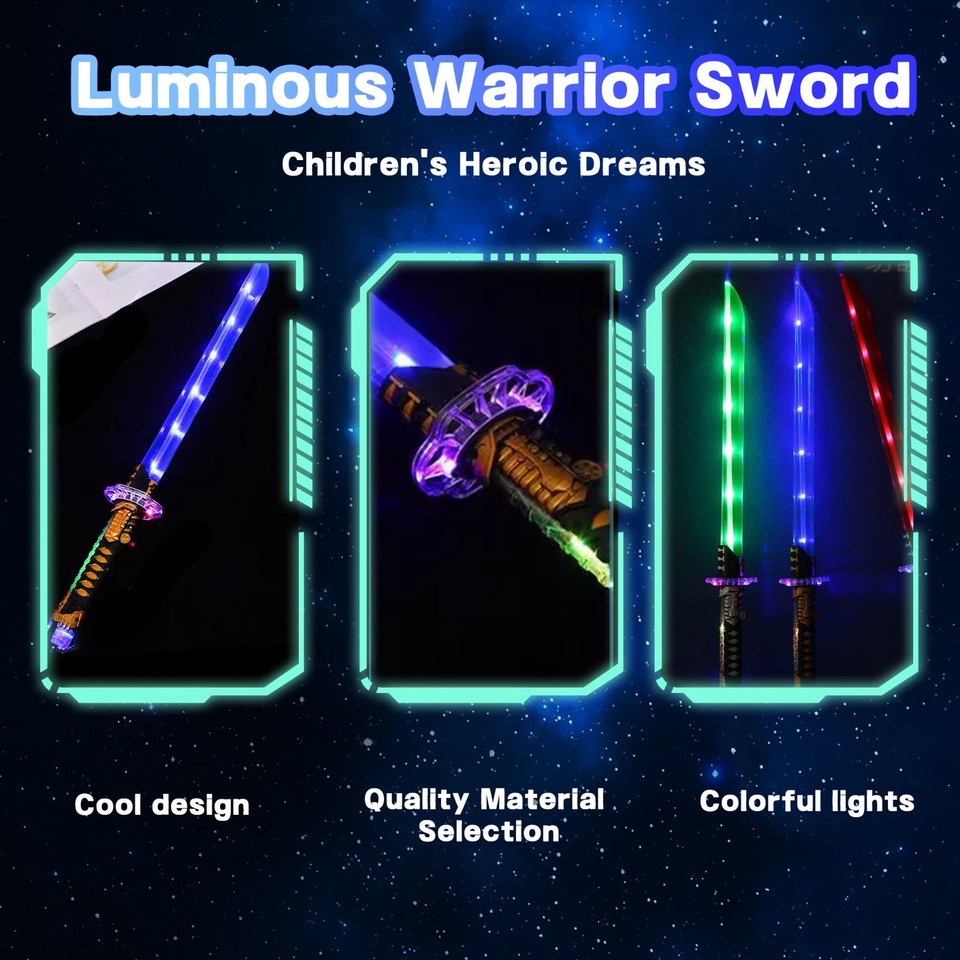 3PC Ninja LED Light Up Sword 26 Inch Motion Activated Toy Sword with ...