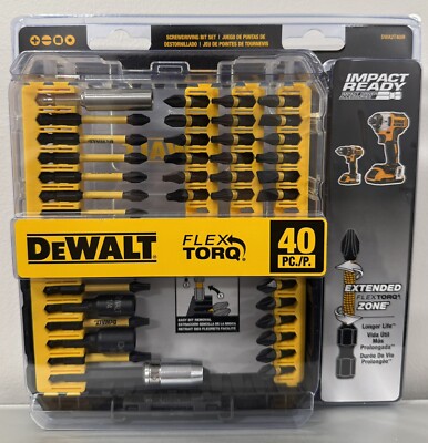 DeWalt Screwdriver Bit Set, Impact Ready, FlexTorq, 40-Piece (DWA2T40IR ...