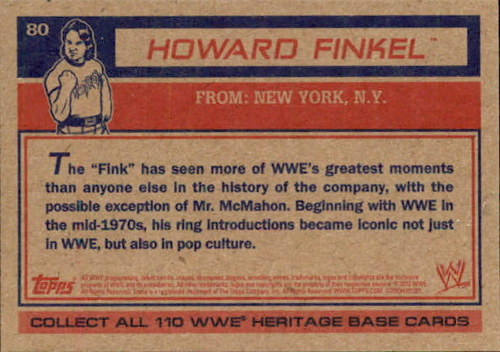 Howard Finkel 2012 Topps Heritage Card #80 | eBay