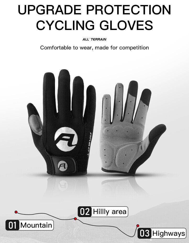 Mens Touch Screen Motorbike Racing Gloves Full Finger Gel Pad ...