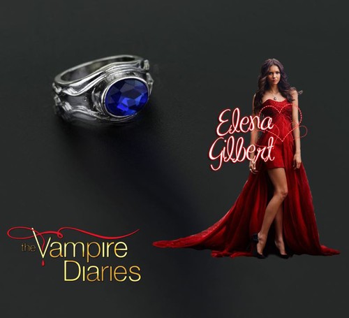 The Vampire Diaries Elena Gilbert Oval Blue Sapphire Silver Plated ...