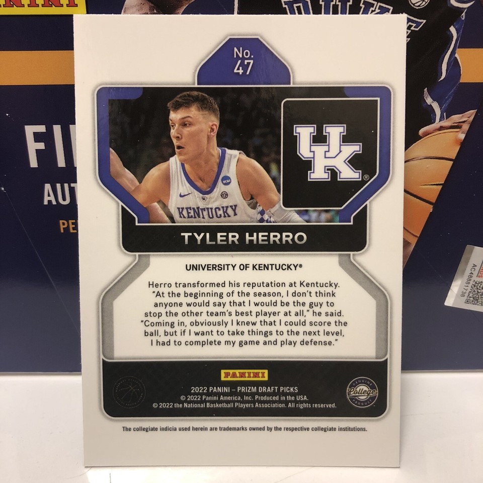 2022-23 Panini Prizm Draft Picks Tyler Herro Hyper Prizm #47 Kentucky ...