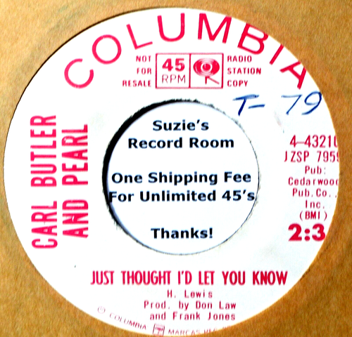 Carl Butler and Pearl Just Thought I'd Let You Know Country EX DJ 45 7 ...