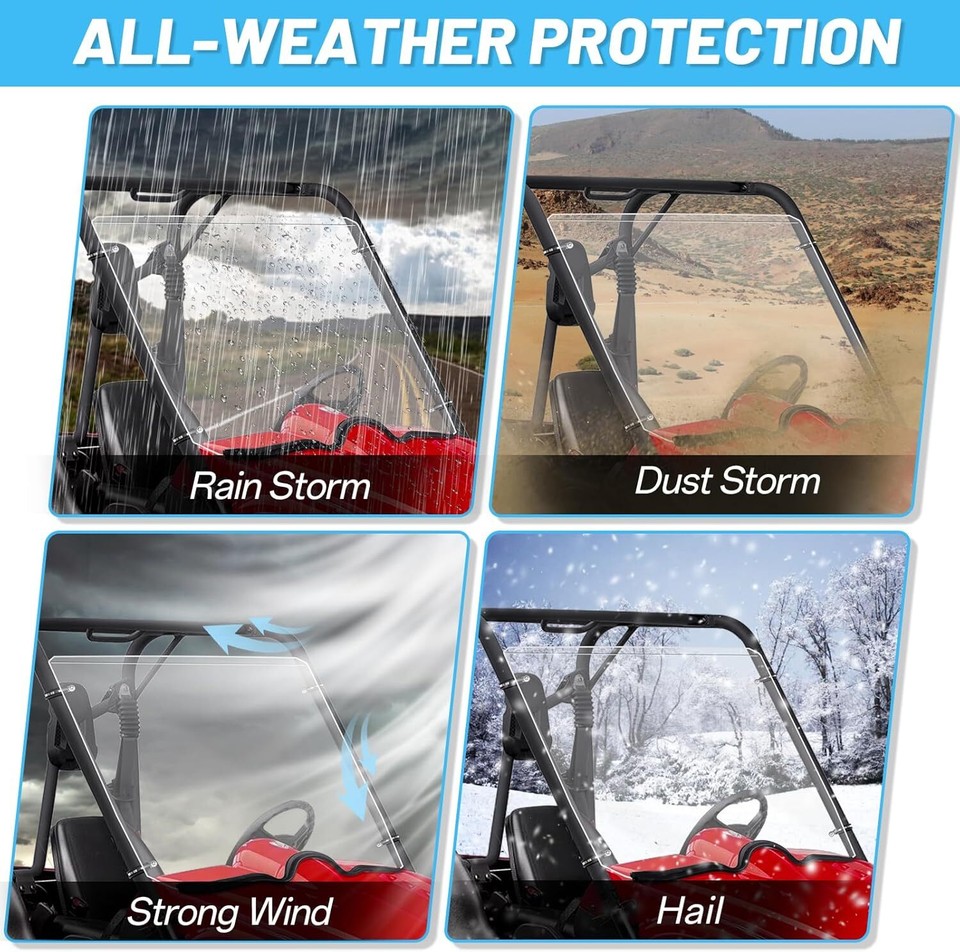 Full Front Windshield Scratch Resistance For Yamaha Rhino 450 660 700 ...