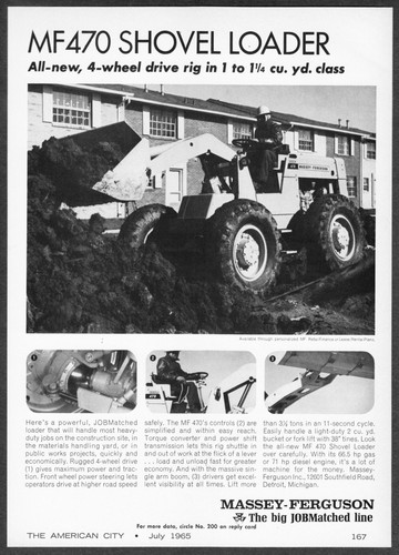1965 Massey-Ferguson MF470 Shovel Loader photo "Heavy Duty Job" vintage ...