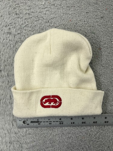 Ecko Unltd Beanie Toque Youth Ivory Red Embroidered Acrylic Knit Ski ...
