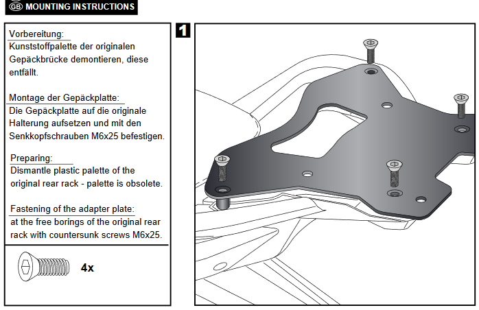 BMW R1250RS Alurack Top Box Carrier [For OEM Rear Rack] HEPCO & BECKER ...