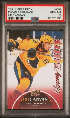 2021-2022 UPPER DECK CANVAS C98 YOUNG GUNS David Farrance PSA 10 Gem ...