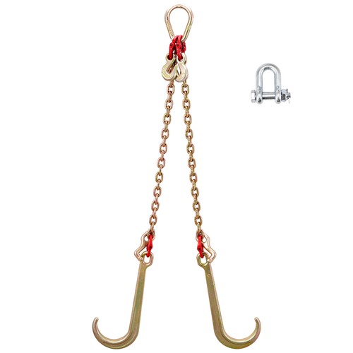G80 5/16''x2' Tow Chain J Hook V-Type Grab Hook Wrecker Truck Tie 9260 ...