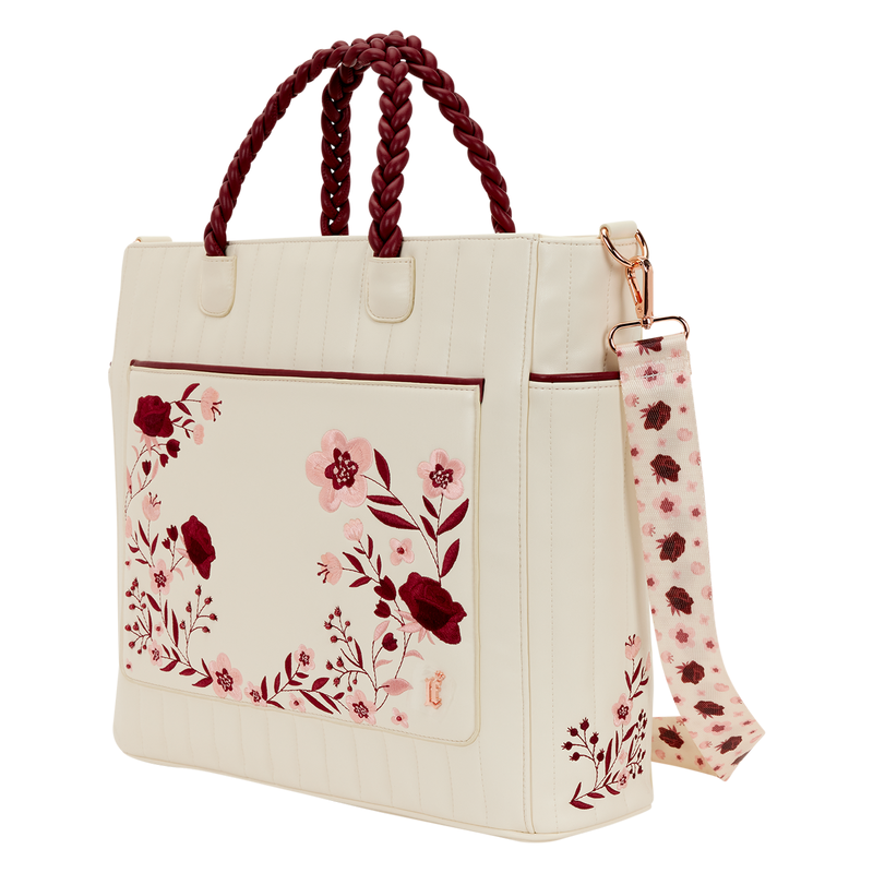 Loungefly Cream & Red Floral Convertible Backpack and Tote Crossbody ...