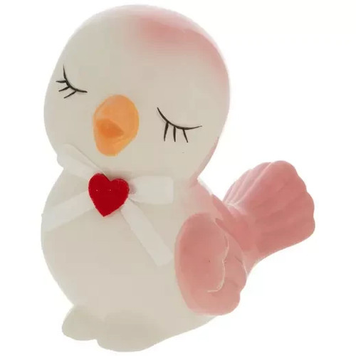 New Vintage Inspired 4.75" Bird Love Figurine Pink Ceramic Valentines ...