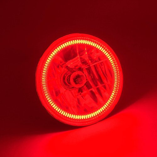 7" Red COB LED Halo Angel Eye Headlamp Headlight H4 HID 6K 6000K Light ...
