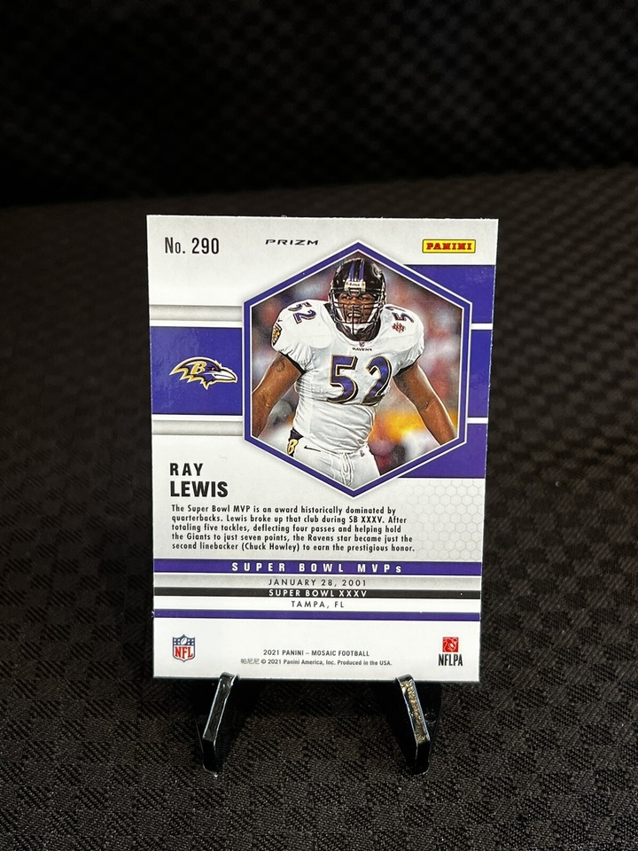 2021 Panini Mosaic Ray Lewis PINK CAMO Prizm Super Bowl MVPS #290 ...