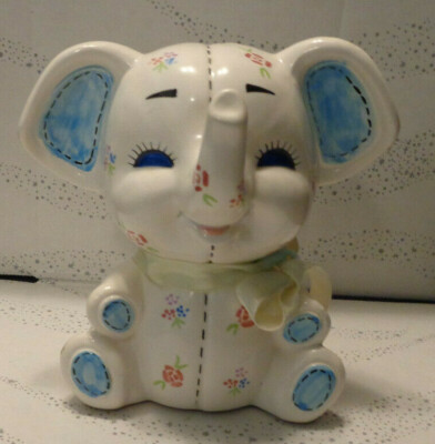 Vintage Lefton Porcelain Baby Elephant Bank - Cute Childs Bank | eBay