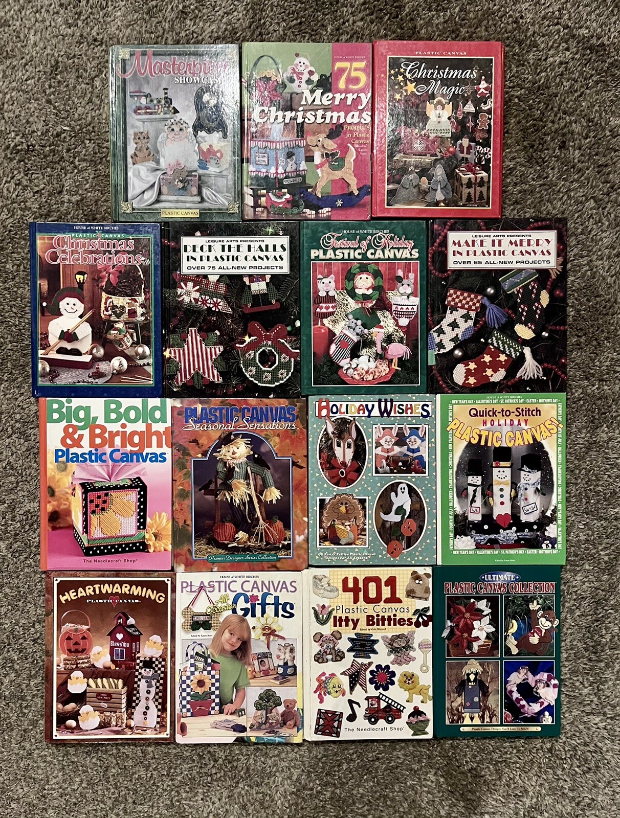 Lot of 15 - VINTAGE 1990s - Hardback Plastic Canvas Pattern Books! | eBay