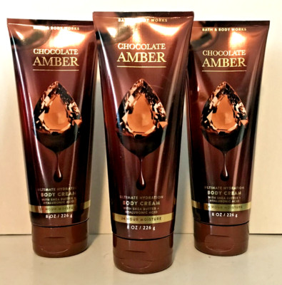 CHOCOLATE AMBER ULTIMATE HYDRATION BODY CREAM LOT / SET X 3 BATH BODY ...