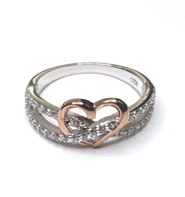 Sterling Silver Infinity Love Heart Clear CZ Promise Ring NEW | eBay