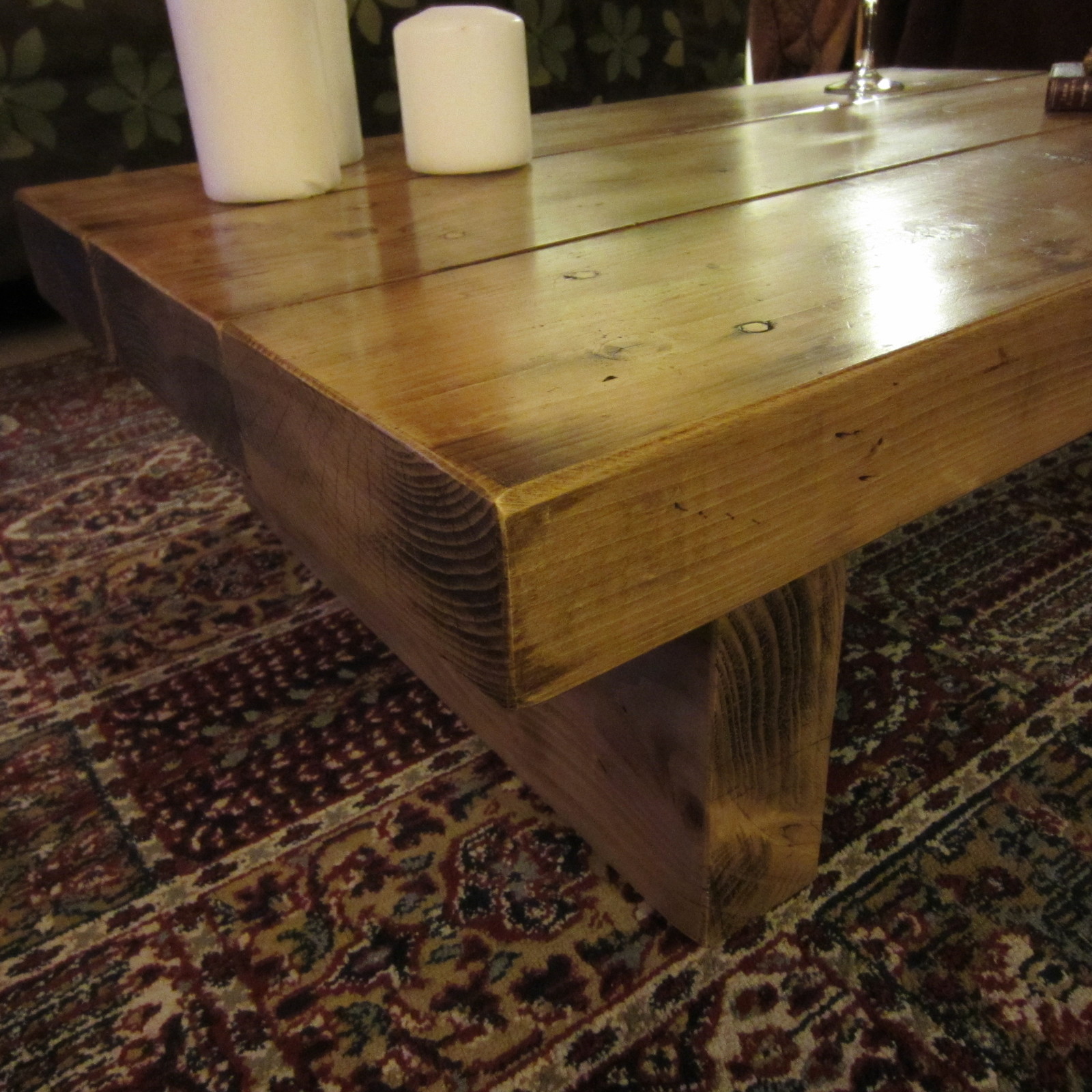 COFFEE TABLE, RUSTIC EXTRA CHUNKY 3" THICK PINE BEAM SOLID WOOD ...