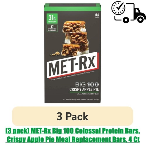 (3 pack) MET-Rx Big 100 Colossal Protein Bars, Crispy Apple Pie Meal ...