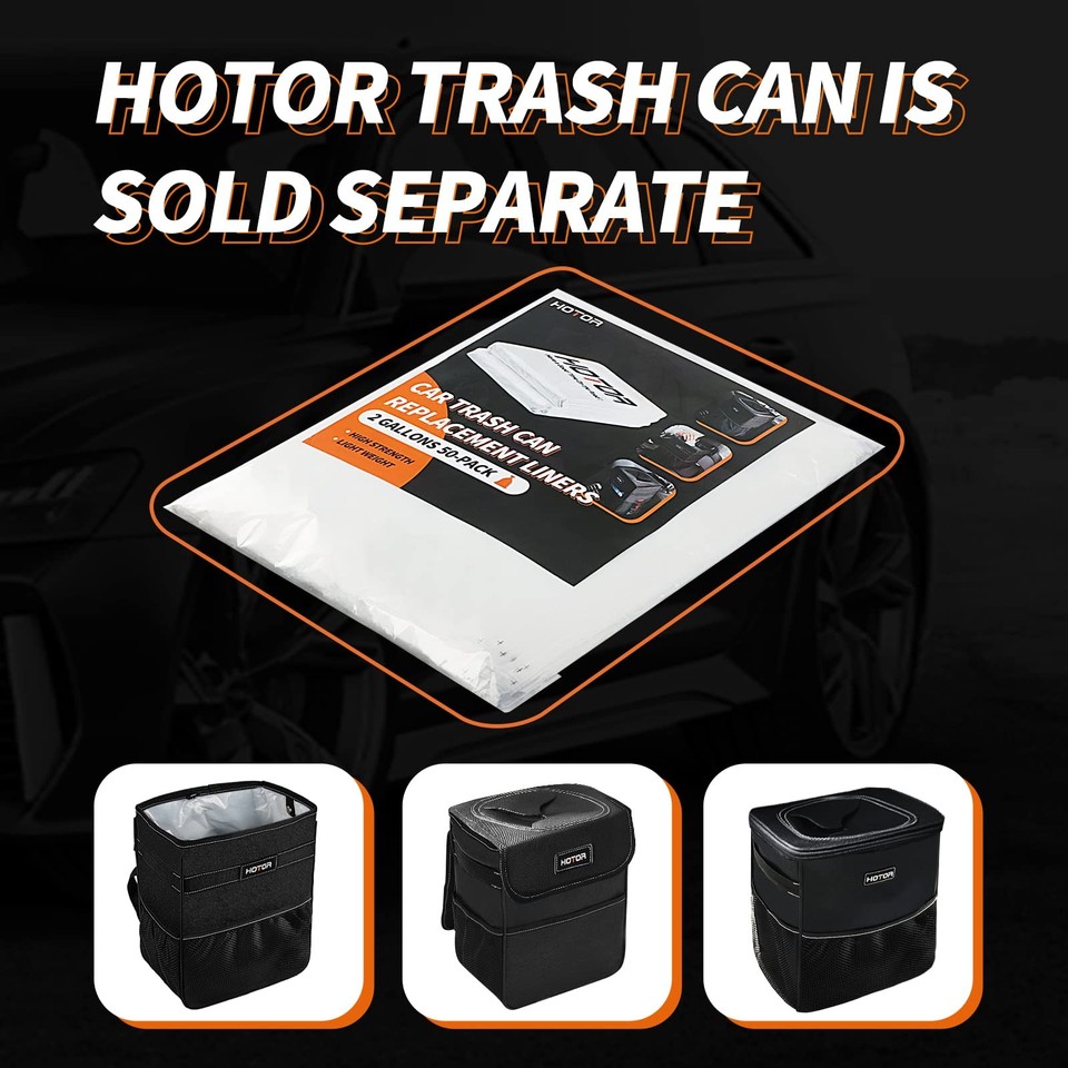 HOTOR Car Trash Bags, Liner Refills 50-Pack, Trash Can is not Included ...