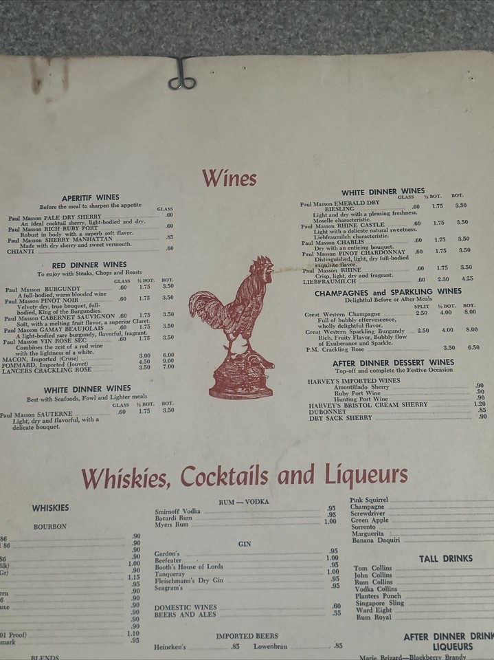 VINTAGE 1969 Large Menu Creighton's Restaurant Ft Lauderdale Florida 17 ...