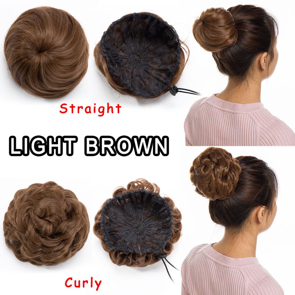Real Natural as human Curly Bun Hairpiece Drawstring Clip In Hair ...