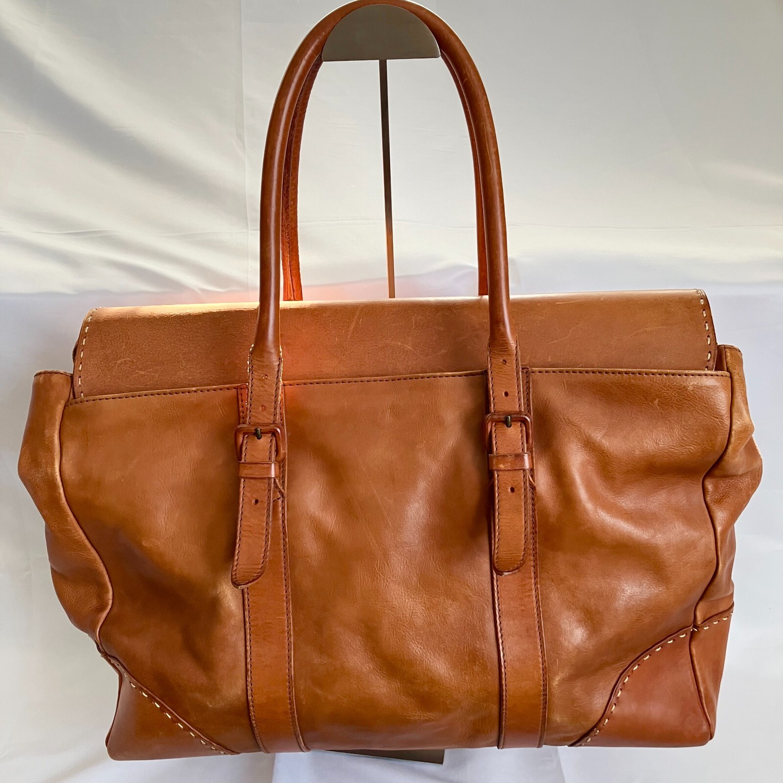 GENTEN Tote Bag Leather Brown Large Size W43xH31cmxD15cm Good Condition Japan | eBay