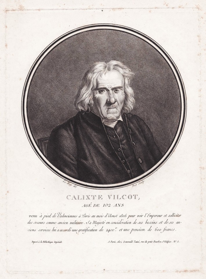 Calixte Vicot 102-year Old Man Centenarian Portrait Copperplate ...