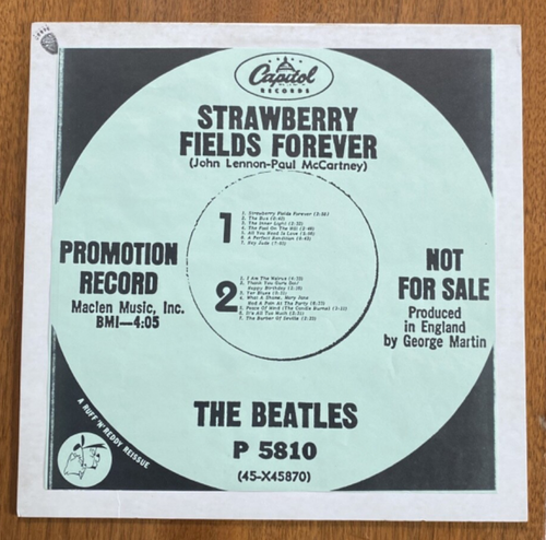 The Beatles Strawberry Fields Forever Promo Ruff 'N' Ready Label ...