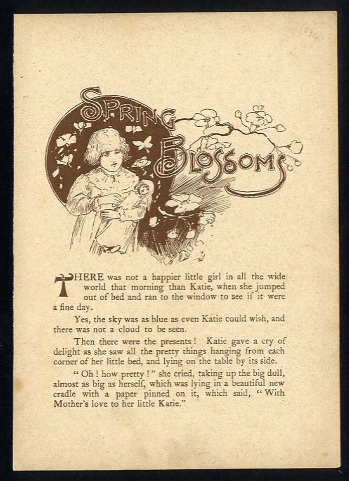 Gallant LITTLE BOY Helping GIRL Across Stream 1900 Chromolithograph ...