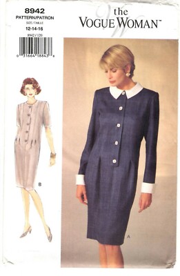 The Vogue Woman Sewing Pattern Women's DRESS 8942 Size 12-14-16 UNCUT ...
