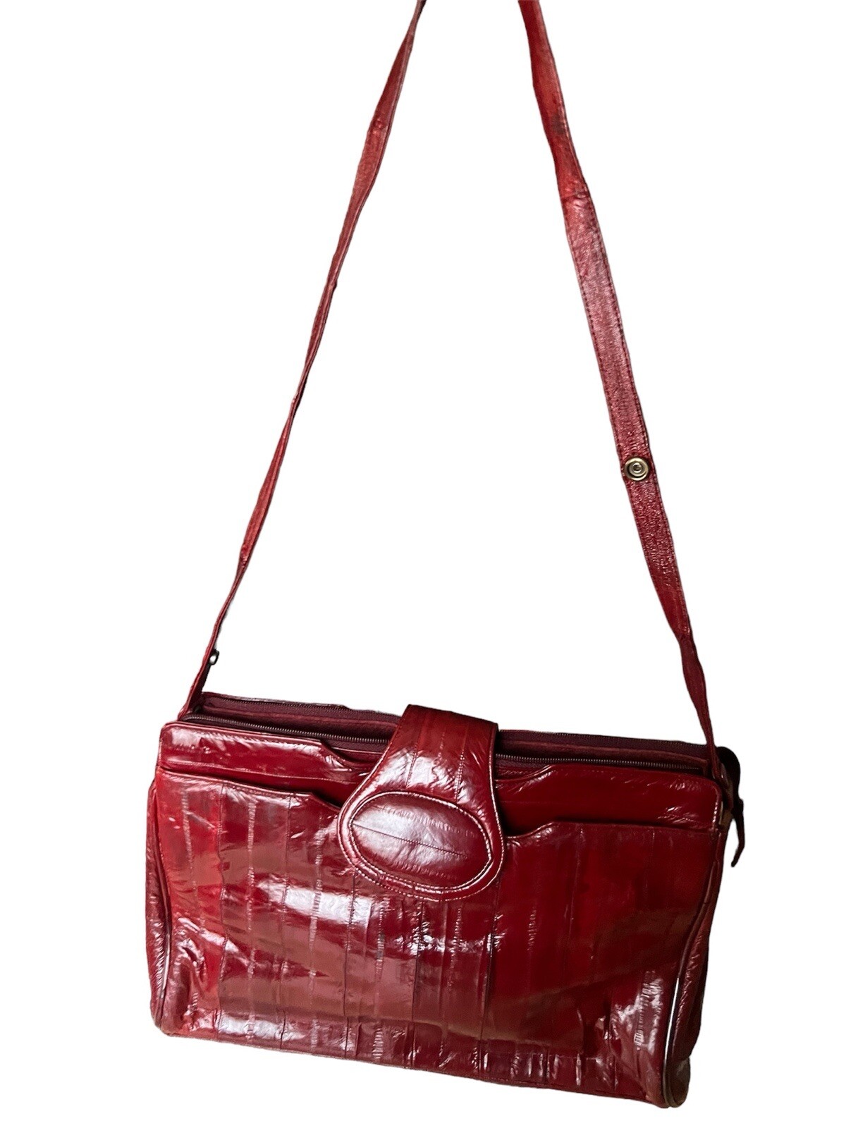 Beautiful Large VINTAGE Genuine Eel Skin Leather Mult… - Gem