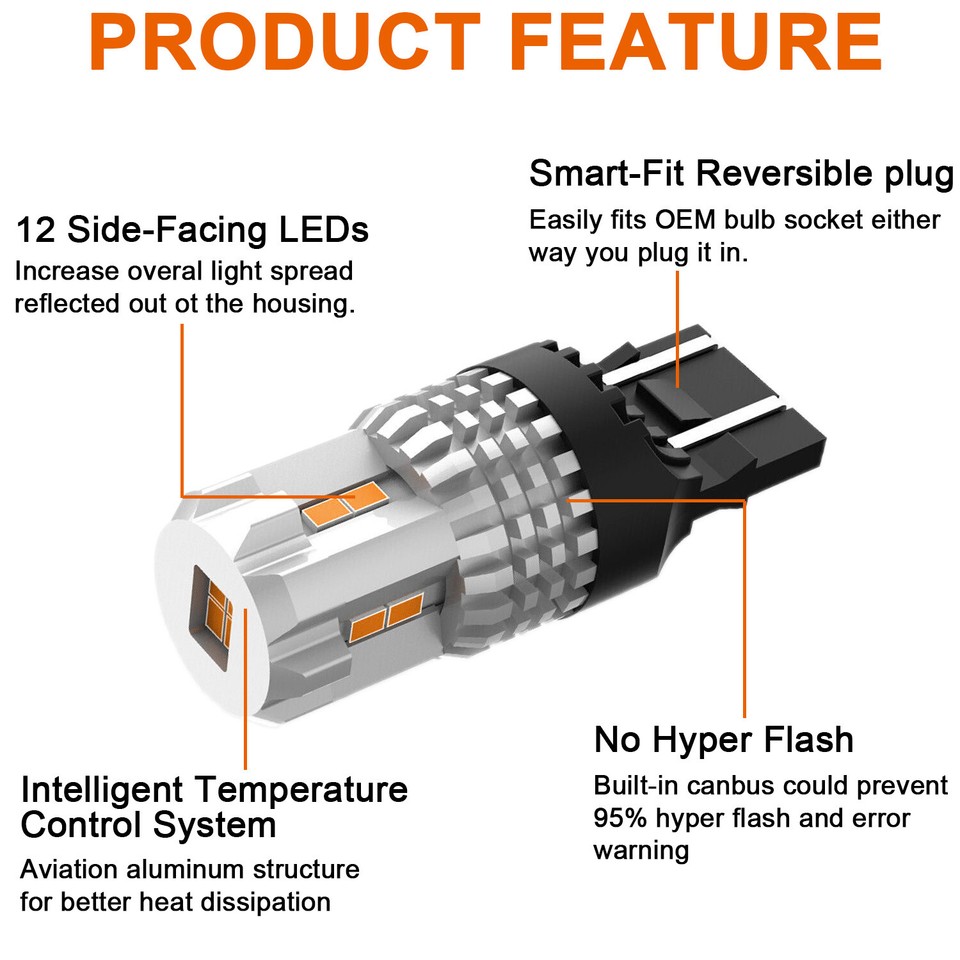 LED Turn Signal Brake Light Bulb Anti Hyper Flash 7443 7440 7444 7771 ...