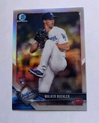 2018 18 Bowman Chrome Walker Buehler RC Rookie Refractor 34 LA Dodgers ...