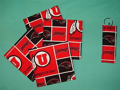 *New COASTERS SET of 4 and/or KEYCHAIN key ring University of UTAH ...