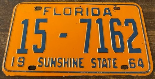 Vintage 1964 Florida License Plate 15-7162 Manatee County Bradenton ...