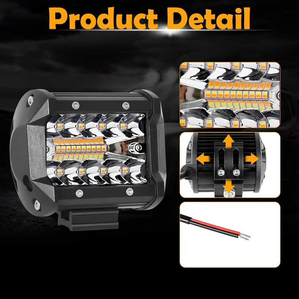 Pair 4" INCH Led Work Light Bar Strobe Flash Cube Pods Off-road Lamp ...