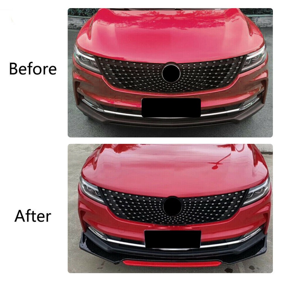 Front Bumper Lip Spoiler Splitter Body Kits Glossy Black+Red For ...