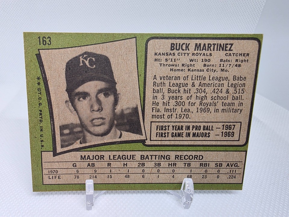 1971 Topps #163 Buck Martinez Kansas City Royals | eBay