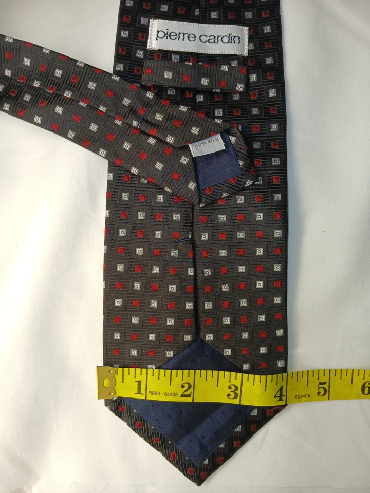 Pierre Cardin 100% Silk Men's Black Tie featuring a geometric pattern ...